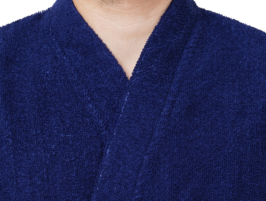Navy Blue-Dark Blue 100% Cotton Bath Robe - Welspun Dew By Welspun